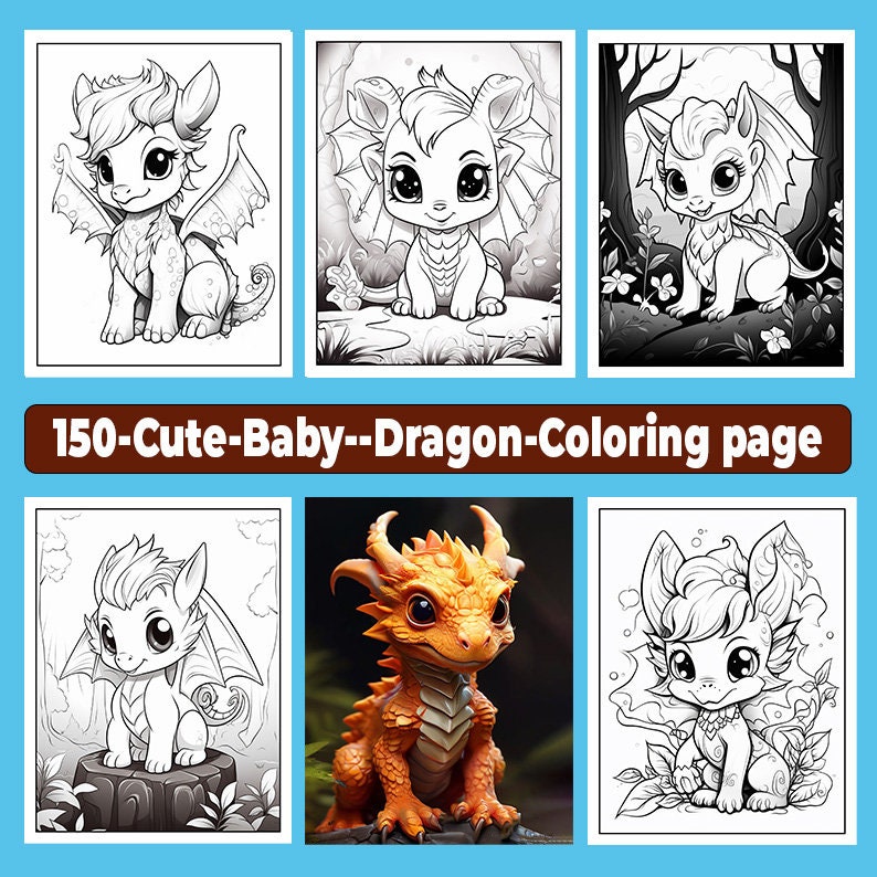 Cute Baby Woodland Dragon Coloring Pages, 120 Printable Dragon Coloring ...