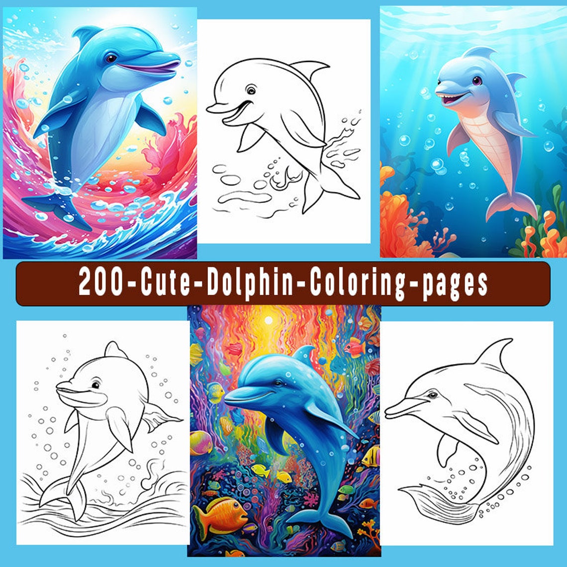 200 Printable Dolphin Coloring Pages for Kids and Adults - Cute and ...