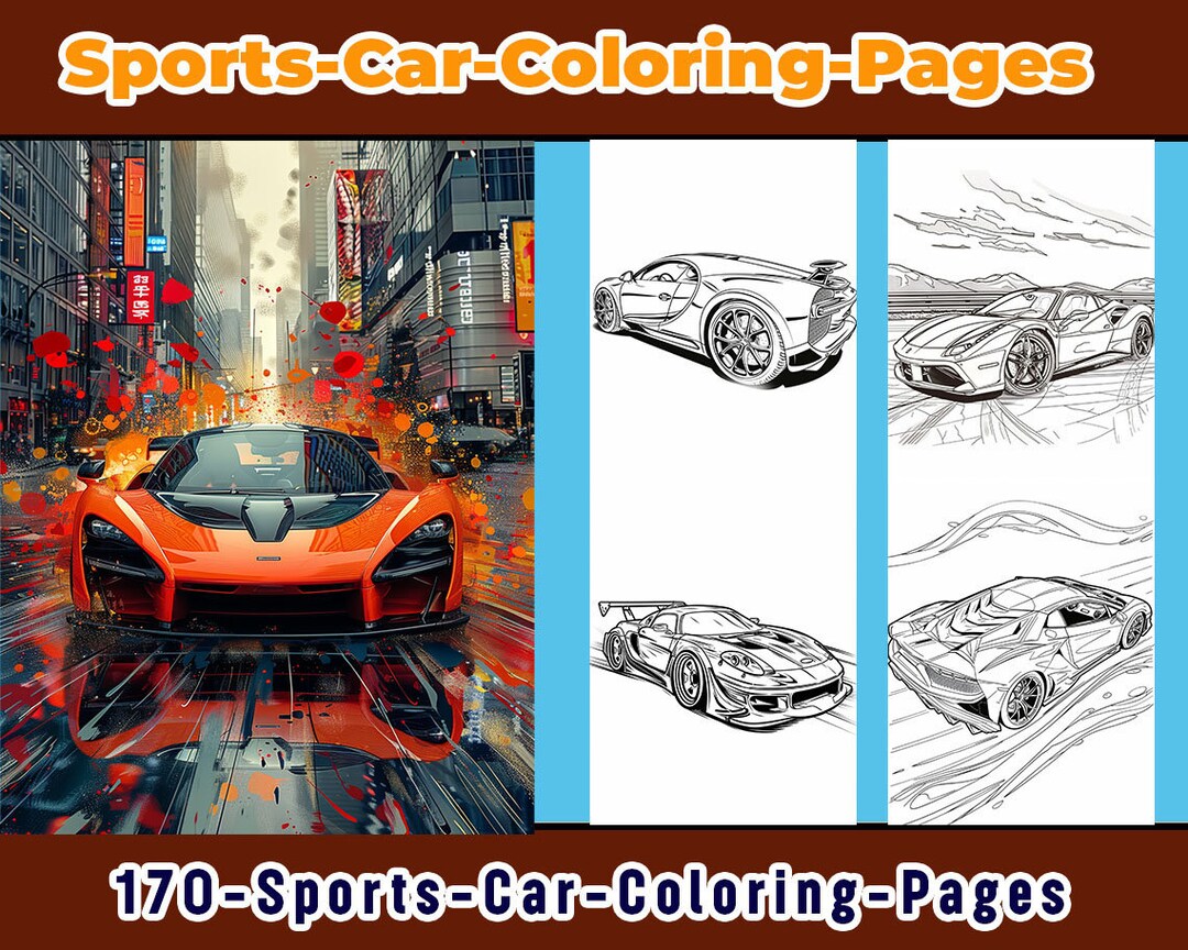 160+ Sports Car Coloring Pages for Kids and Adults, Elite Cars, Premium ...