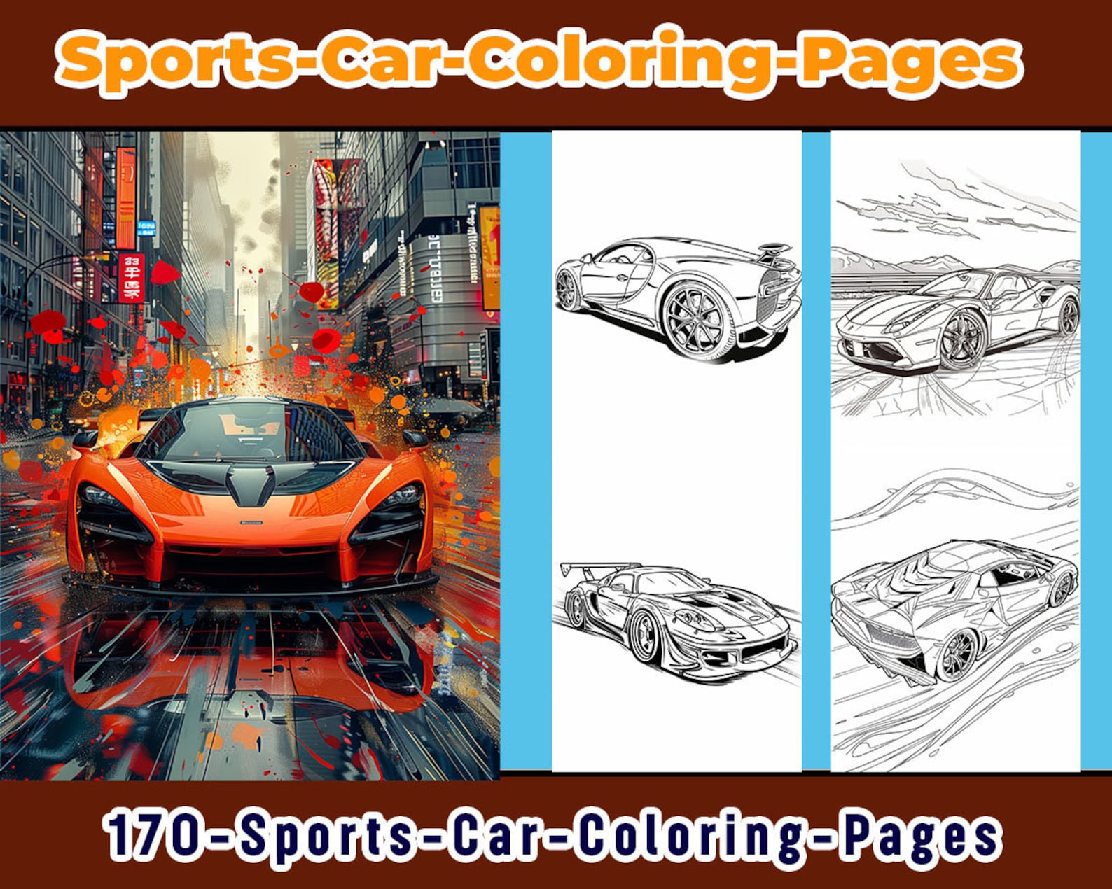 160+ Sports Car Coloring Pages for Kids and Adults, Elite Cars, Premium ...