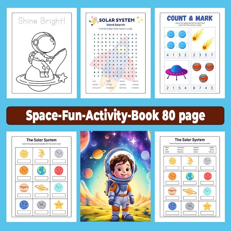 75 Outer Space Activity Coloring Pages for Kids, Astronaut , Planets ...