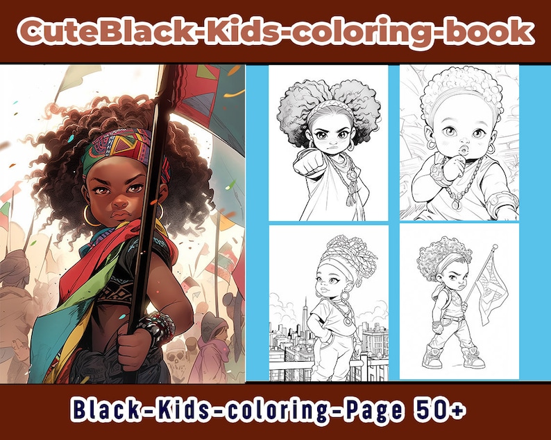 Black Kids Coloring Pages | African American Boys and Girls, Instant ...