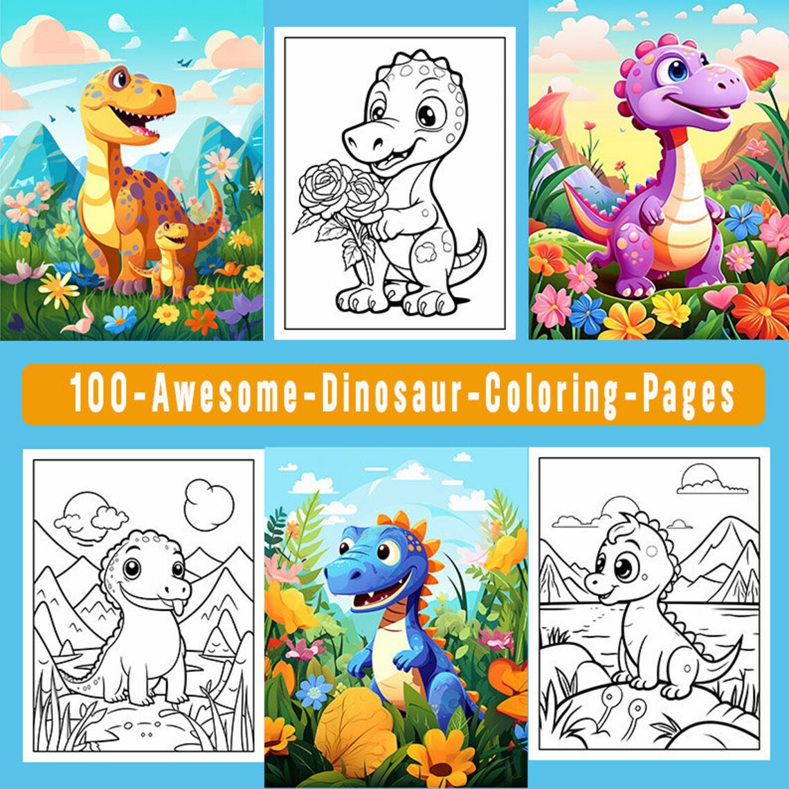 100 Dinosaurs Coloring Pages, Dinosaur Coloring Pages for Kids ...