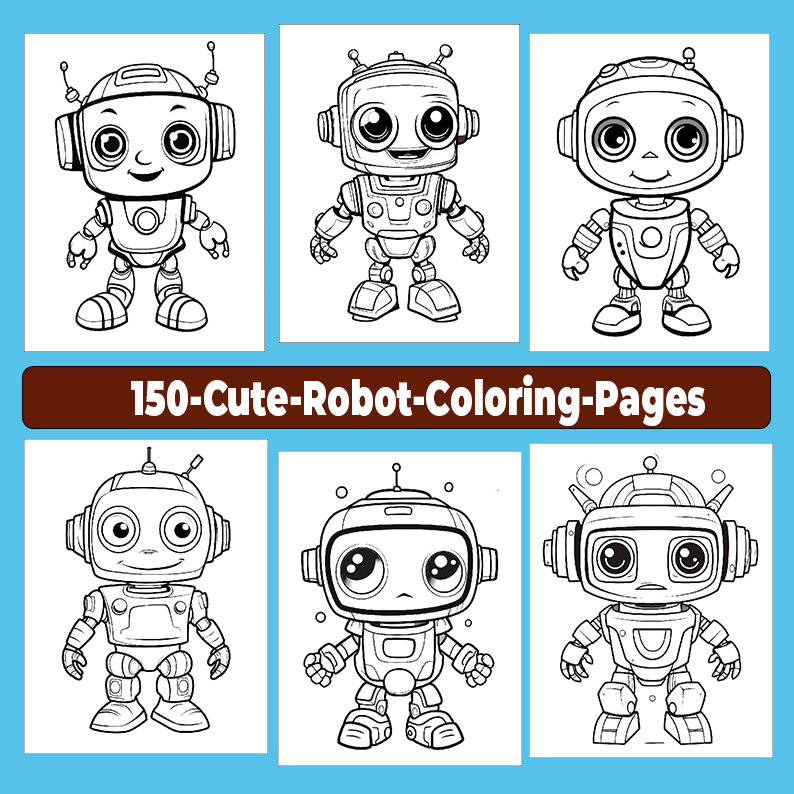 185+ Printable Cute Robot Coloring Pages for Kids and Adults - Etsy