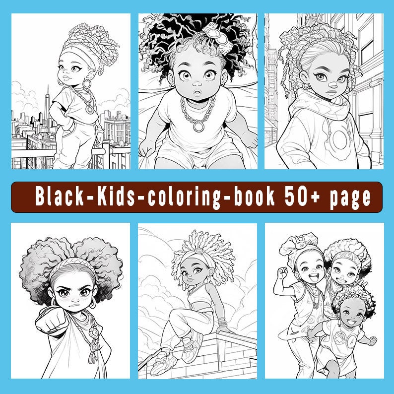 Black Kids Coloring Pages | African American Boys and Girls, Instant ...