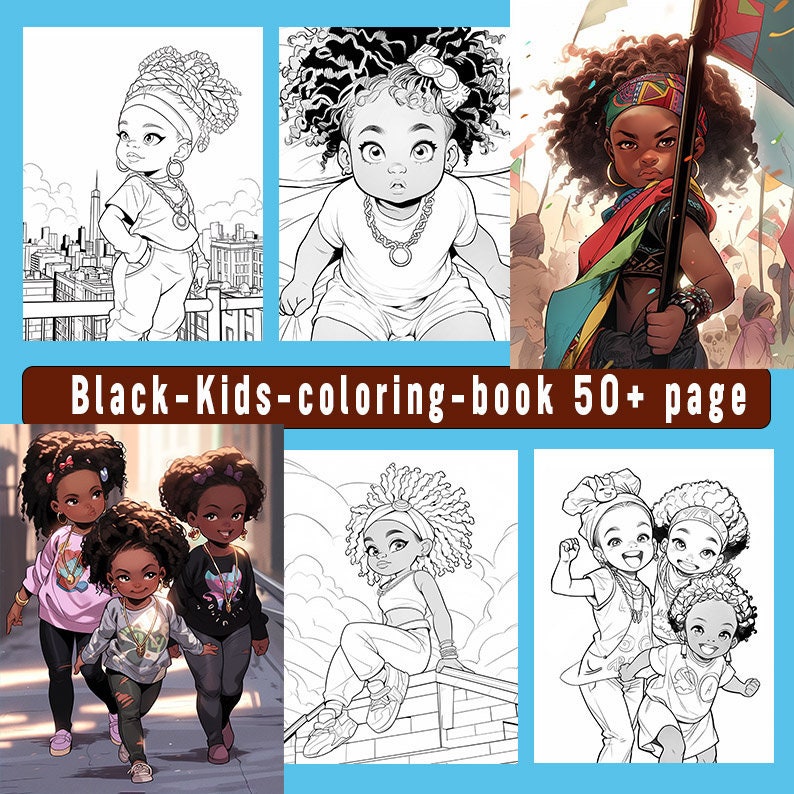Black Kids Coloring Pages | African American Boys and Girls, Instant ...
