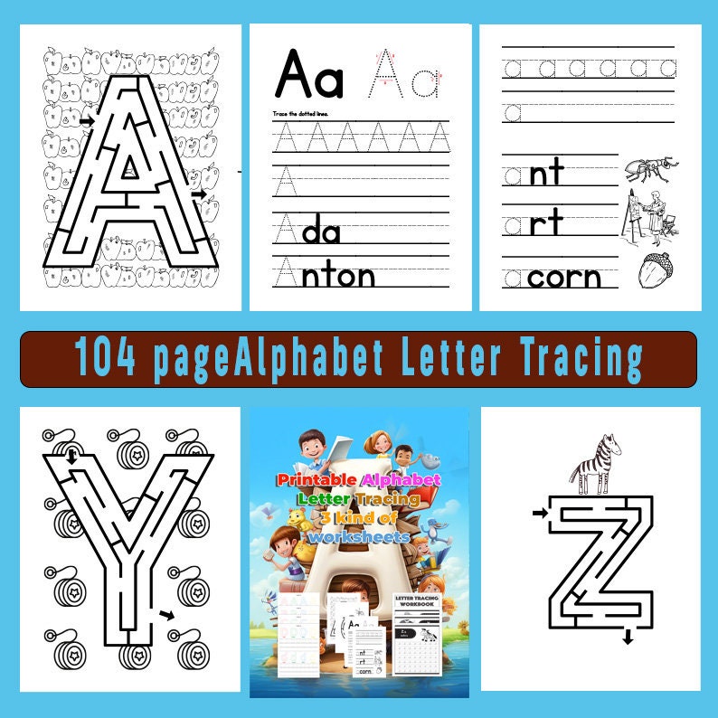 26 ABC Phonics Tracing Worksheet Printable Preschool Lowercase Alphabet ...