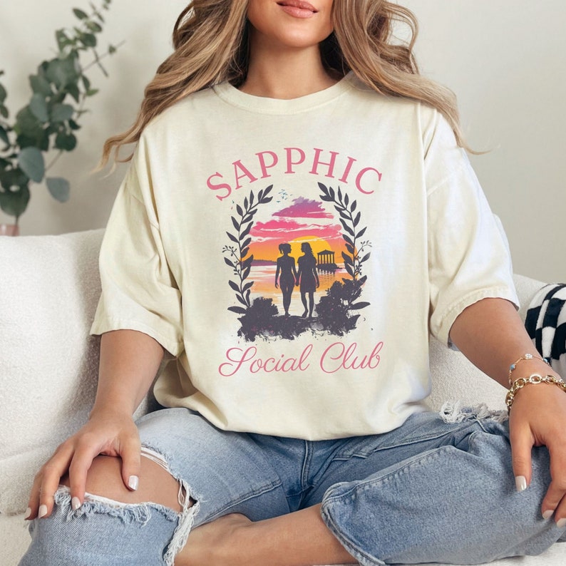 Sapphic Social Club T-shirt Comfort Colors Lesbian Shirt, Wlw Shirt ...