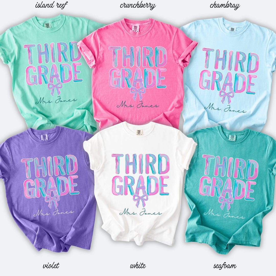 Third Grade Personalized Teacher Shirt Comfort Colors Teacher Shirt ...