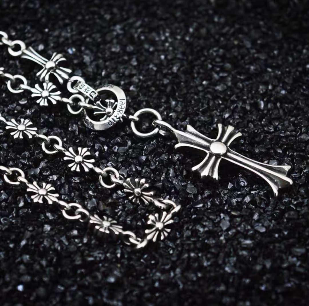 Handcrafted Gothic Chrome Hearts Choke Chain Necklace, Exquisite ...