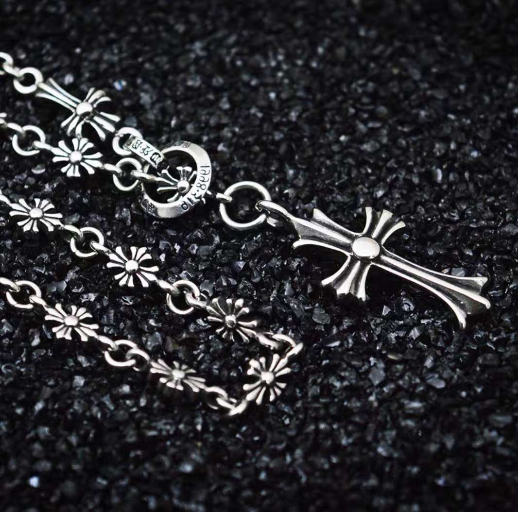 Handcrafted Gothic Chrome Hearts Choke Chain Necklace, Exquisite ...