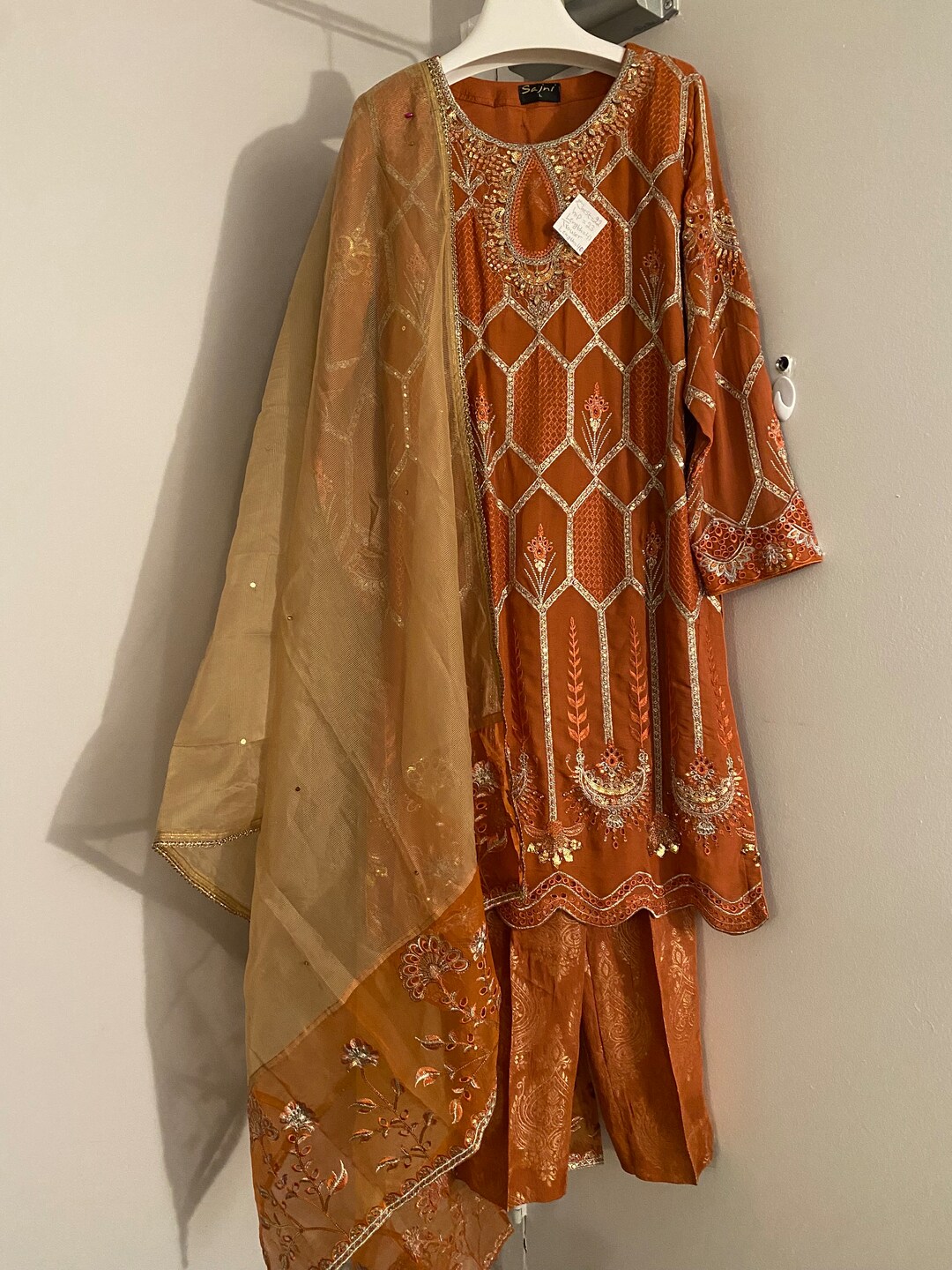 Pakistani Rust ,stylish Embroidered Dress for Wedding - Etsy