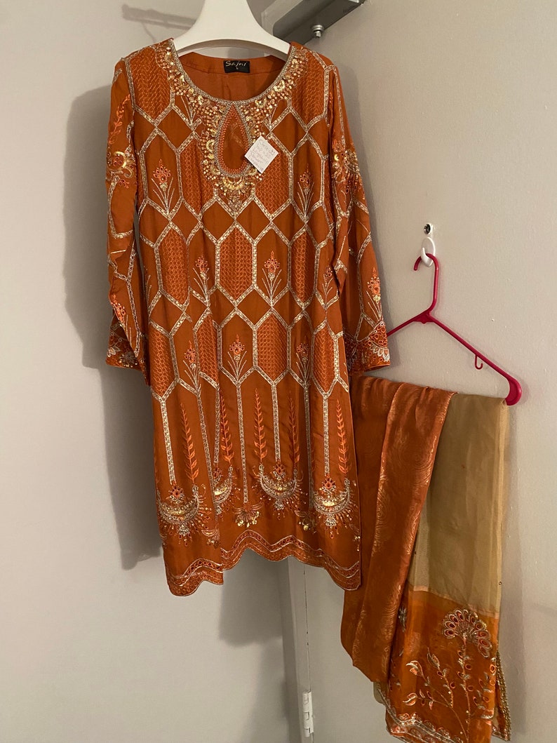 Pakistani Rust ,stylish Embroidered Dress for Wedding - Etsy