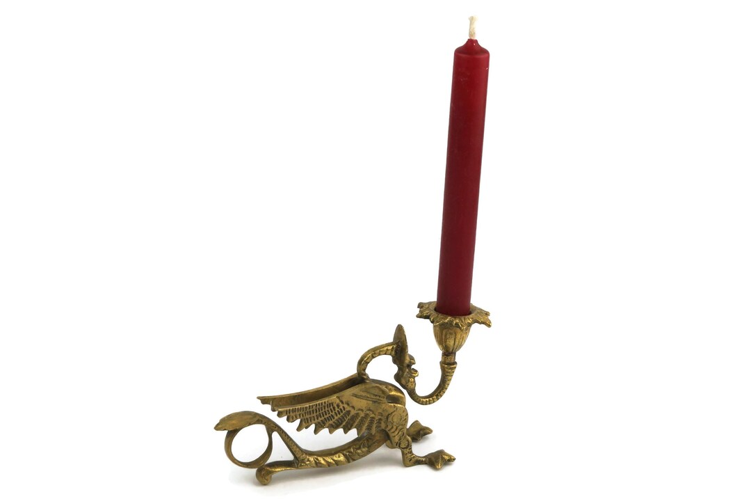 Antique Brass Dragon Candle Holder, Solid Brass 19th Century Dragon ...