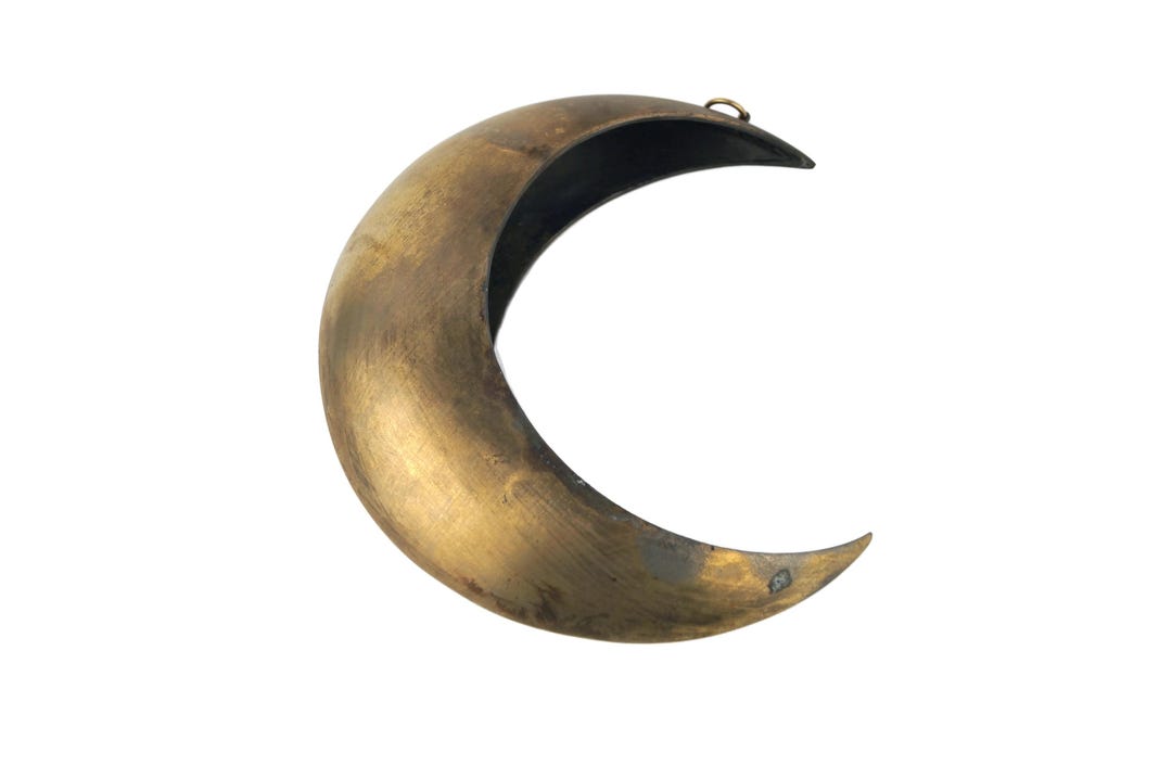 Brass Moon Hanging Planter, Vintage Metal Plant Holder, Celestial Moon ...