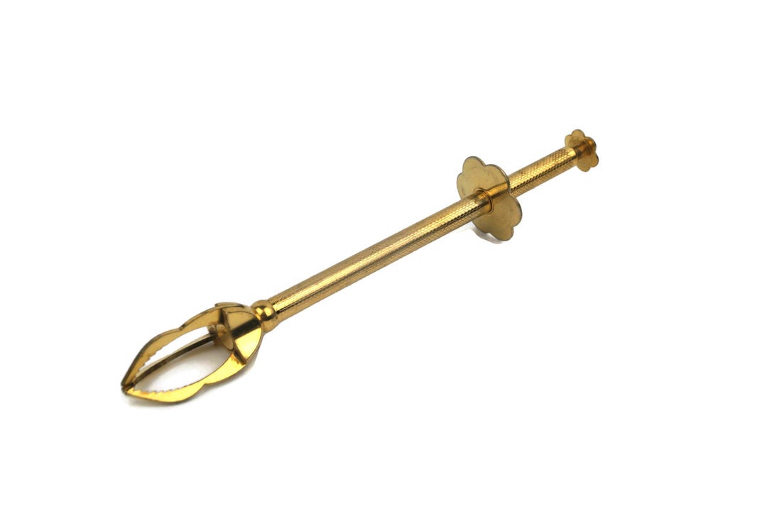 French Vintage Gold Metal Ice Tongs, Retro Barware Cocktail Pincer ...