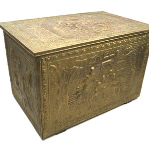 Vintage Large Coal Storage Box With Antique Brass Finish, Portable ...