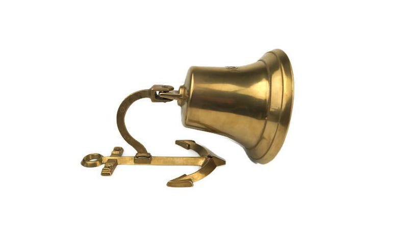 Vintage Large Brass Wall Mount Bell, Front Door Welcome Bell, Ship Bell ...