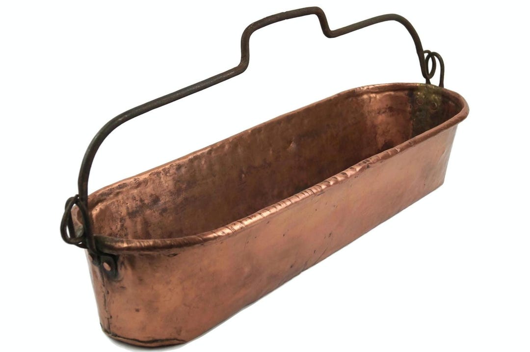 Large Antique French Copper Fish Poacher, Vintage Flower Pot, Handmade ...