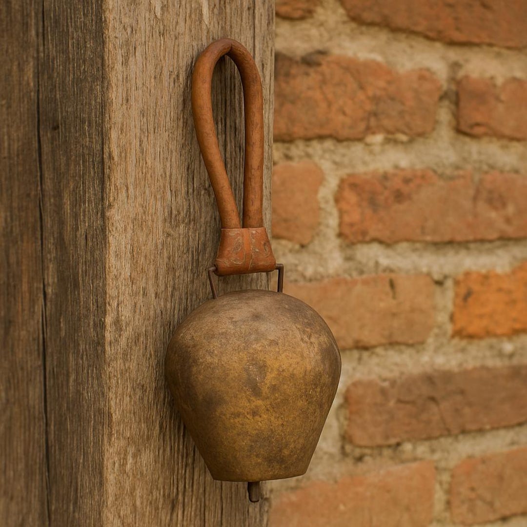 Antique Swiss Cow Bell With Leather Strap, Large Metal Vintage Hanging ...