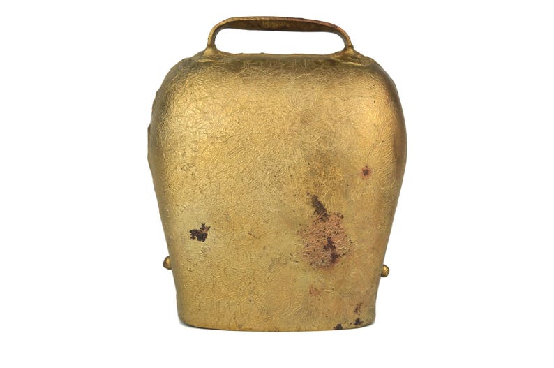 Vintage Swiss Cowbell, Large Rustic Bronze Bell Home Accent for Unique ...