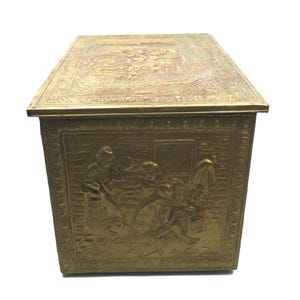 Vintage Large Coal Storage Box With Antique Brass Finish, Portable ...