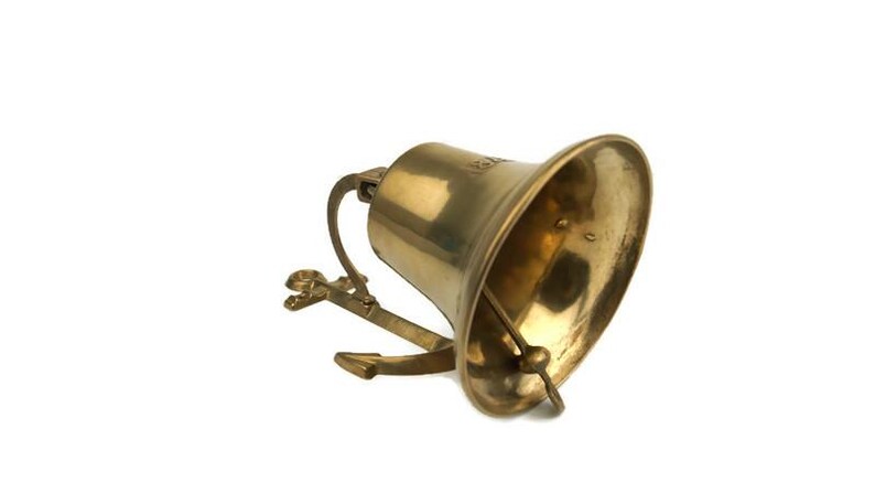 Vintage Large Brass Wall Mount Bell, Front Door Welcome Bell, Ship Bell ...