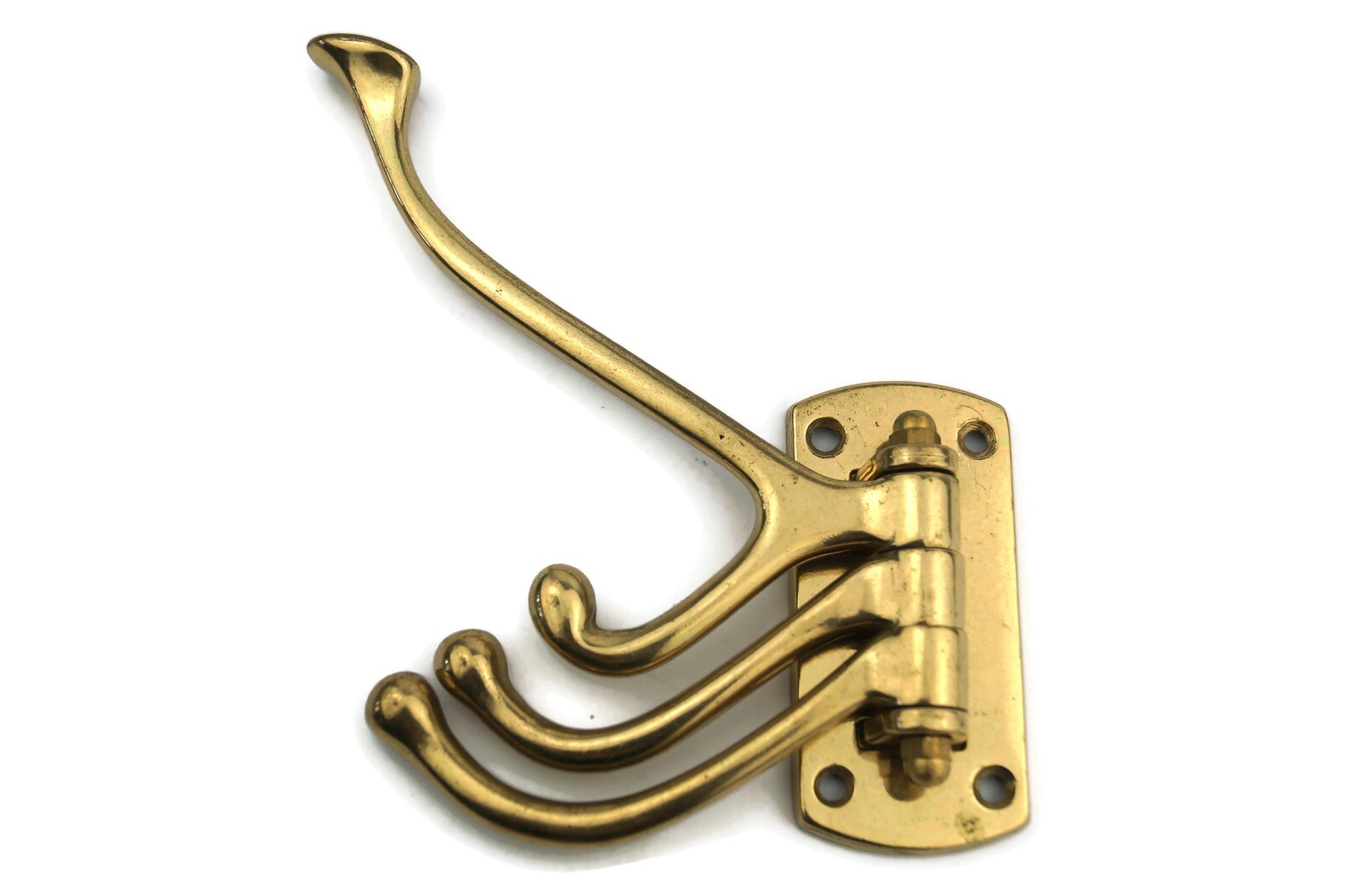 Brass Valet Hook, Vintage Brass Coat Hook, Four-way Folding Wall Hook ...