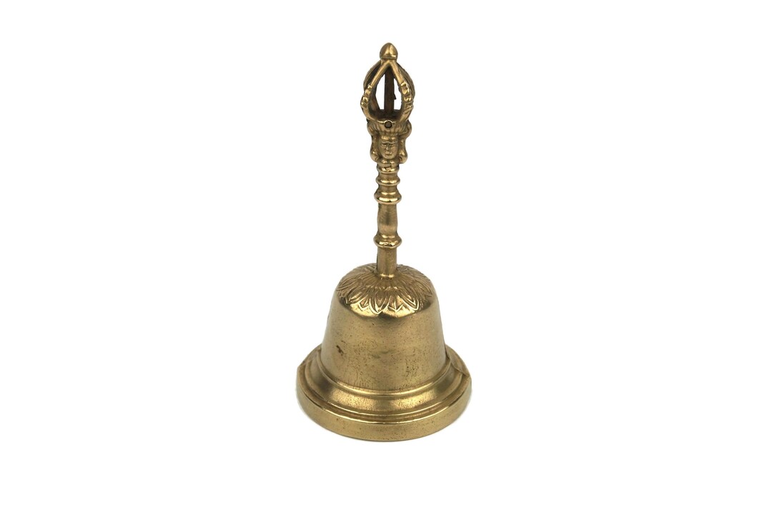 Vintage Brass Hand Bell, Ornate Church Bell With Crown Handle ...