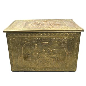 Vintage Large Coal Storage Box With Antique Brass Finish, Portable ...