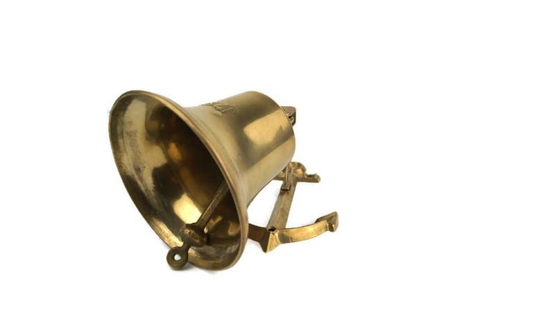 Vintage Large Brass Wall Mount Bell, Front Door Welcome Bell, Ship Bell ...
