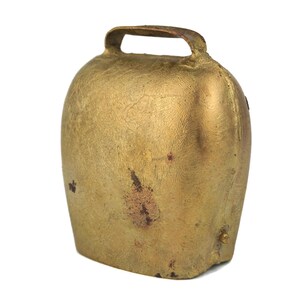 Vintage Swiss Cowbell, Large Rustic Bronze Bell Home Accent for Unique ...