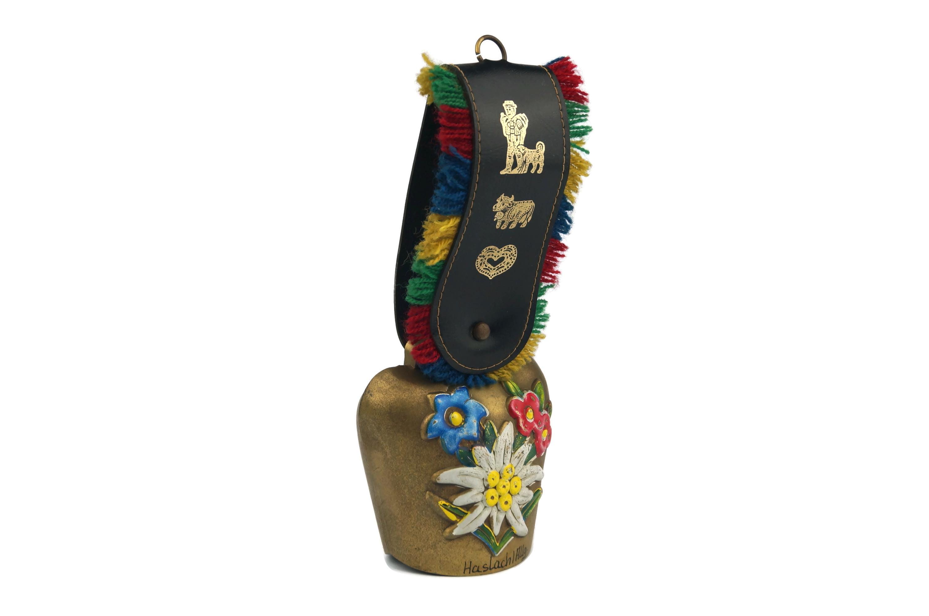 Vintage Swiss Cow Bell With Leather Strap – Antique Swiss Metal Bell ...