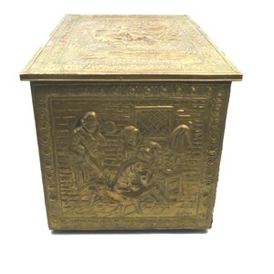 Vintage Large Coal Storage Box With Antique Brass Finish, Portable ...
