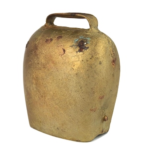 Vintage Swiss Cowbell, Large Rustic Bronze Bell Home Accent for Unique ...