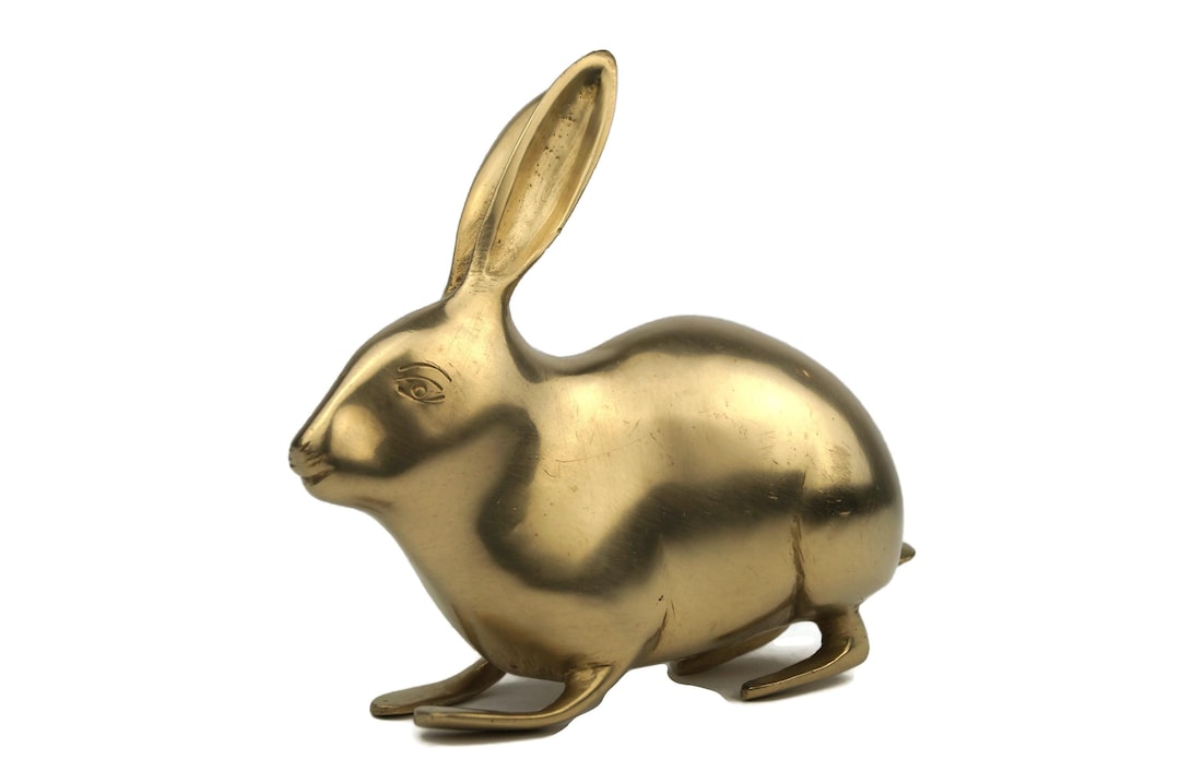 Vintage Brass Rabbit Figurine, Rare Solid Brass Animal Statue, Vintage ...