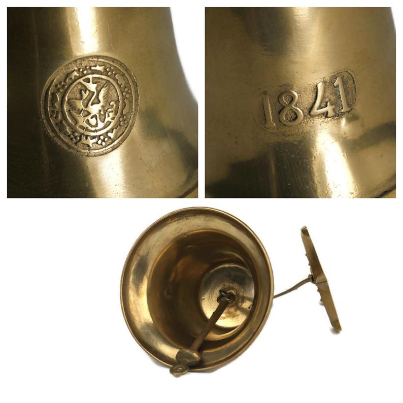 Vintage Large Brass Wall Mount Bell, Front Door Welcome Bell, Ship Bell ...