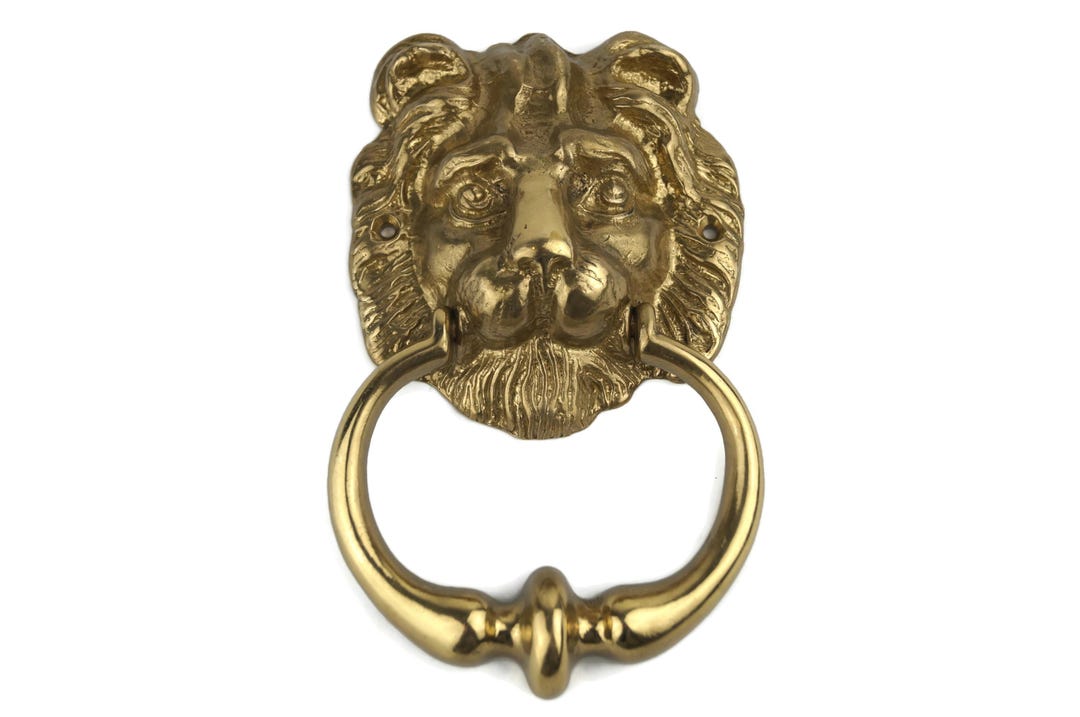 Vintage Brass Door Knocker, Solid Brass Lion Head Knocker, Brass Door ...