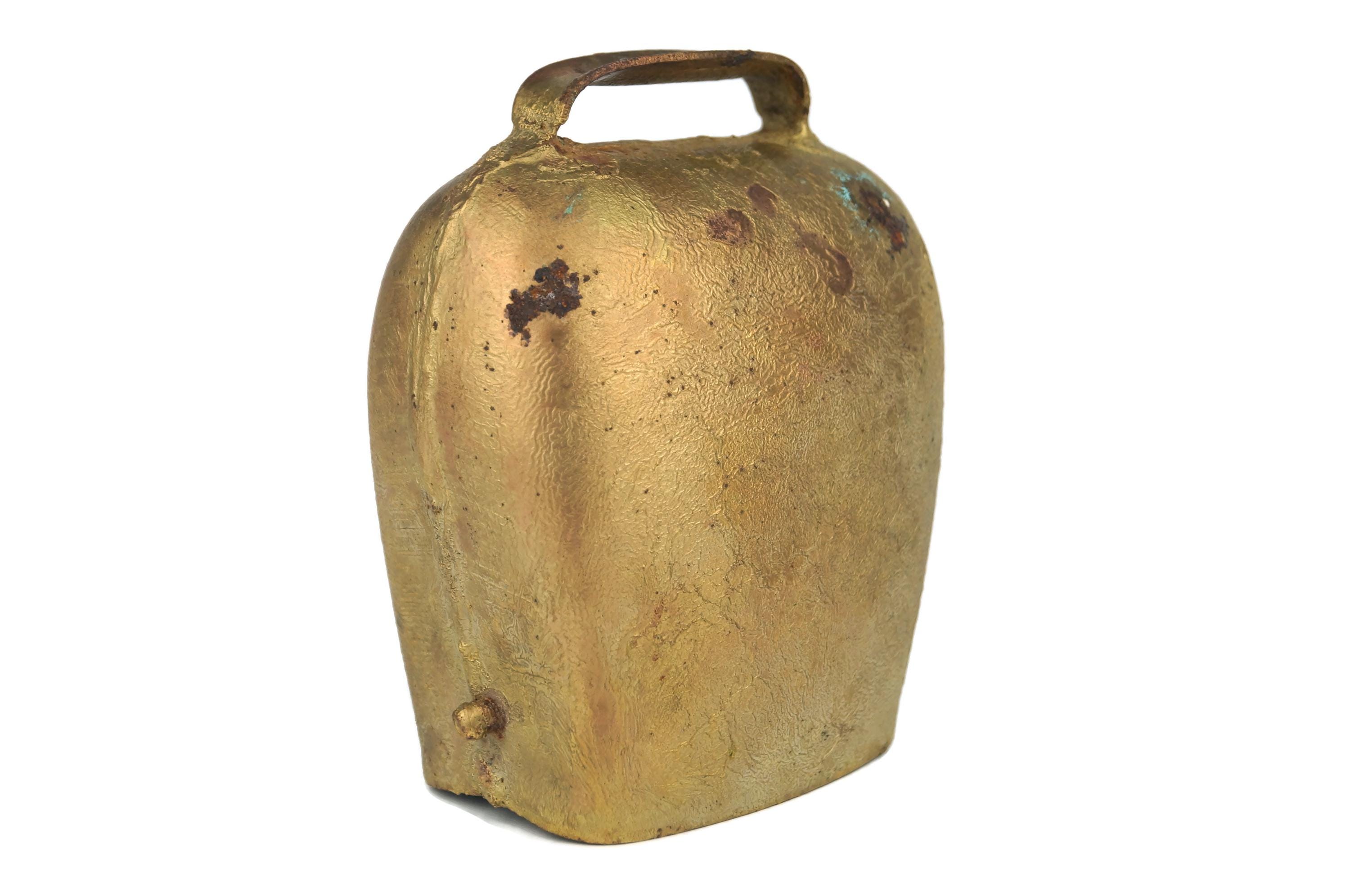 Vintage Swiss Cowbell, Large Rustic Bronze Bell Home Accent for Unique ...