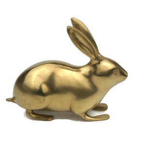 Vintage Brass Rabbit Figurine, Rare Solid Brass Animal Statue, Vintage ...