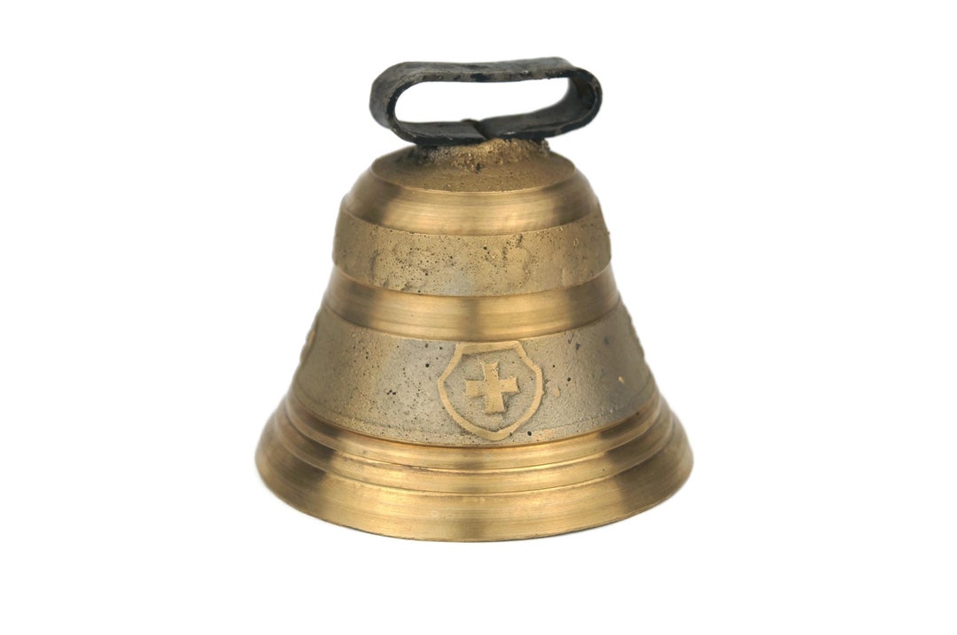 Vintage Swiss Cow Bell, Antique Brass Bell, Cast Brass Bell, Made in ...