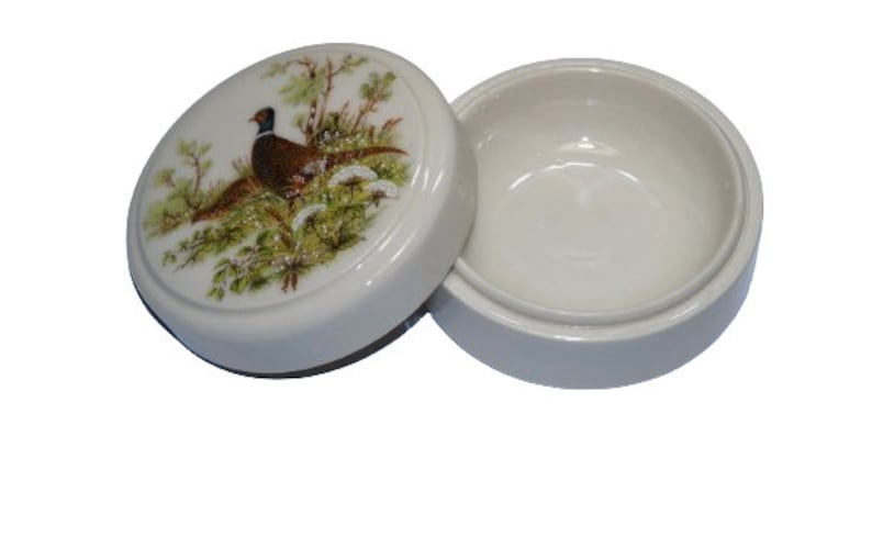 Vintage Ceramic Bird Box, English Round Ceramic Box, Elsenham Quality ...