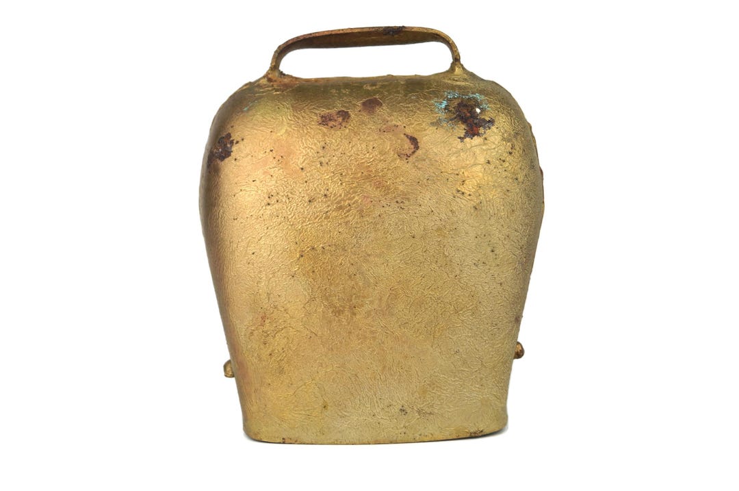 Vintage Swiss Cowbell, Large Rustic Bronze Bell Home Accent for Unique ...