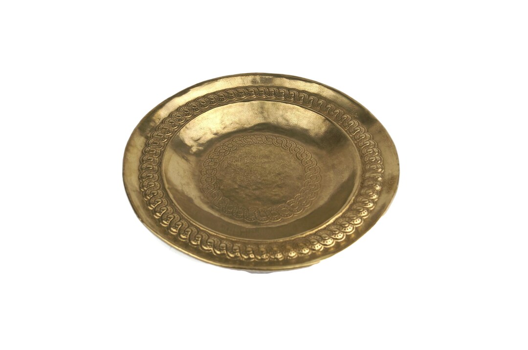 19th Century Solid Brass Plateau, 1800s Engraved Brass Plate, Vintage ...
