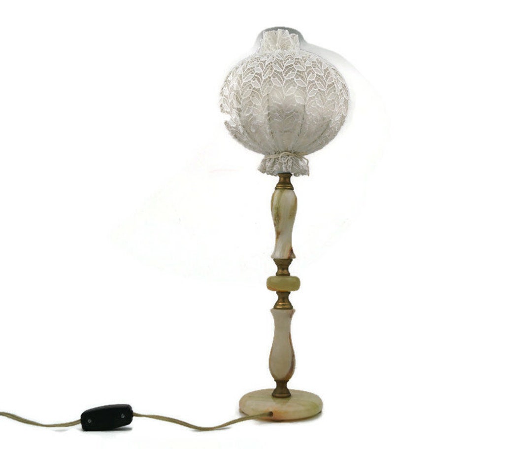Vintage Table Lamp With Lace Lampshade, Antique Night Light, Retro ...