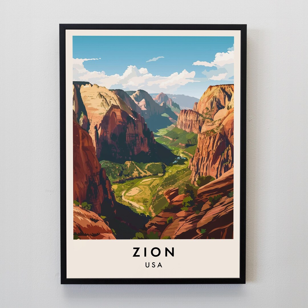 Zion National Park Travel Print, Wall Art Zion, Zion Print, Zion Poster ...