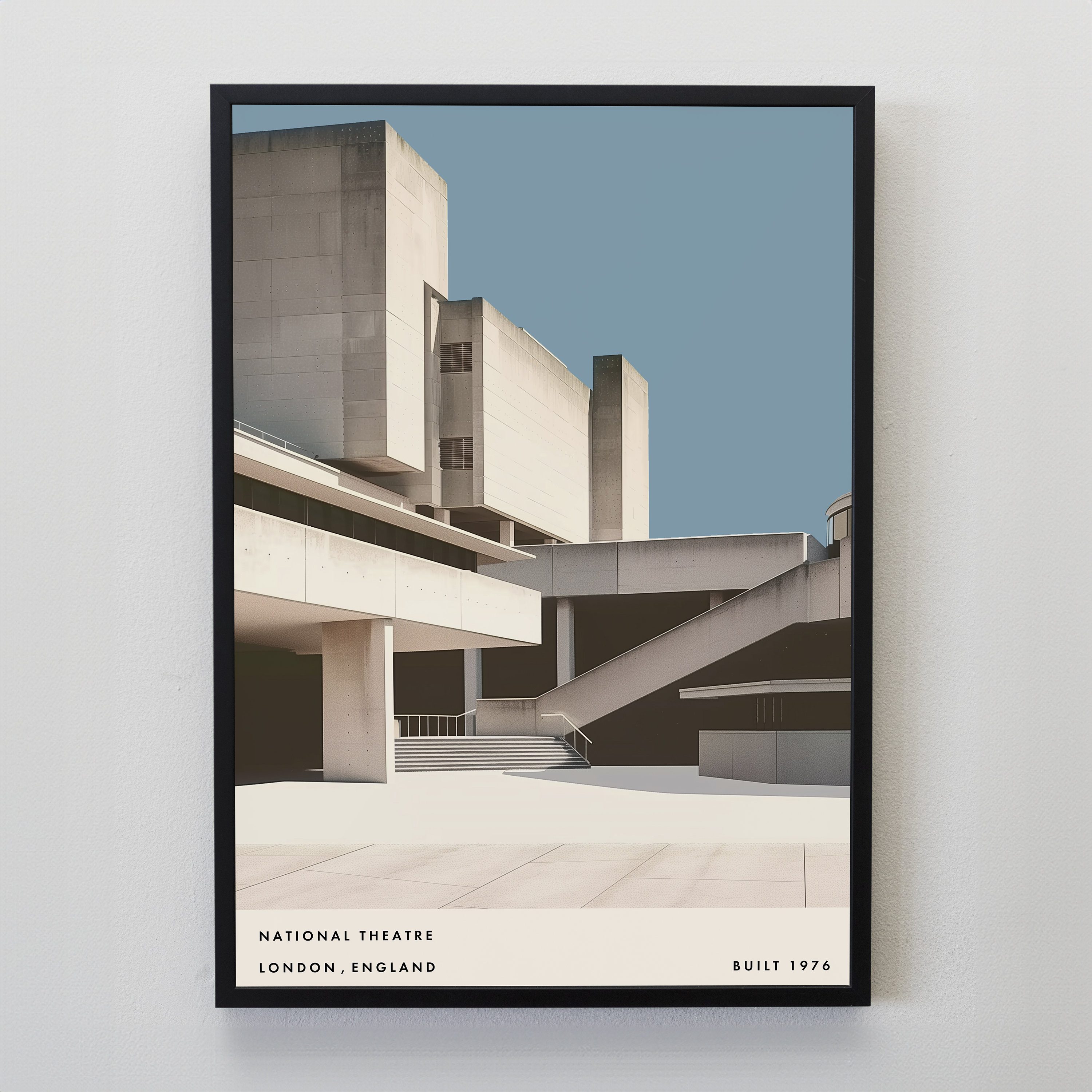 National Theatre, Architecture Poster, Retro Poster, Mid Century Modern ...