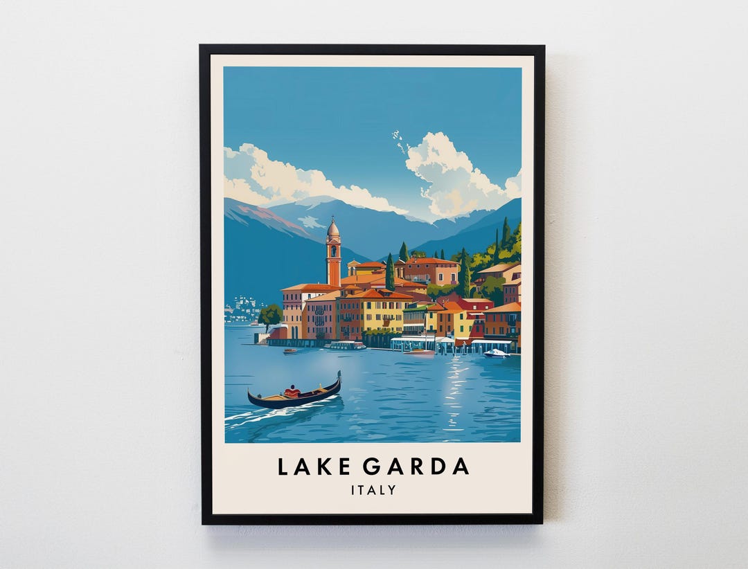 Lake Garda Travel Print, Wall Art Lake Garda, Lake Garda Poster, Italy ...