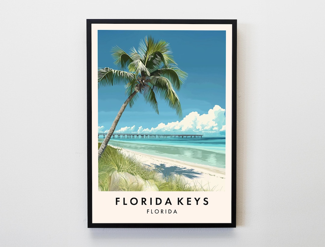 Florida Keys Travel Print, Wall Art Florida Keys Poster, Florida Print ...