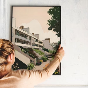 Alexandra Estate Architecture Poster, Retro Poster, Mid Century Modern ...